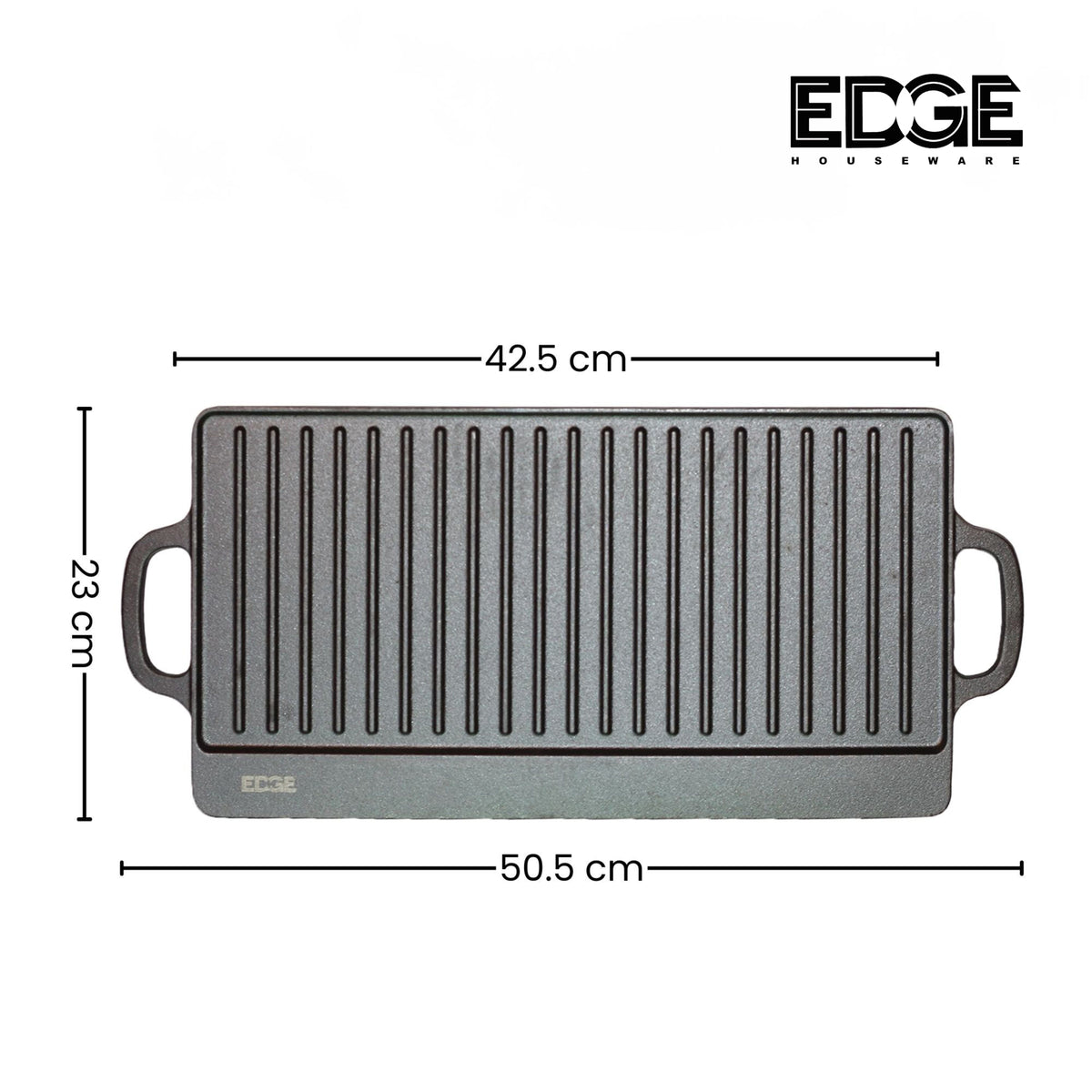 Reversible Grill Griddle 2-in-1 Cast Iron Rectangular Grill, 42cm X 20 ...