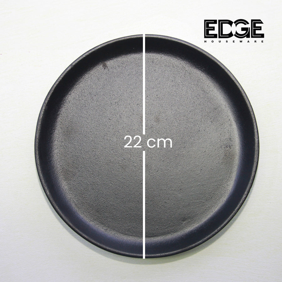 Edge 22cm Cast Iron Round Sizzling Plate with Detachable Handle And Wo ...