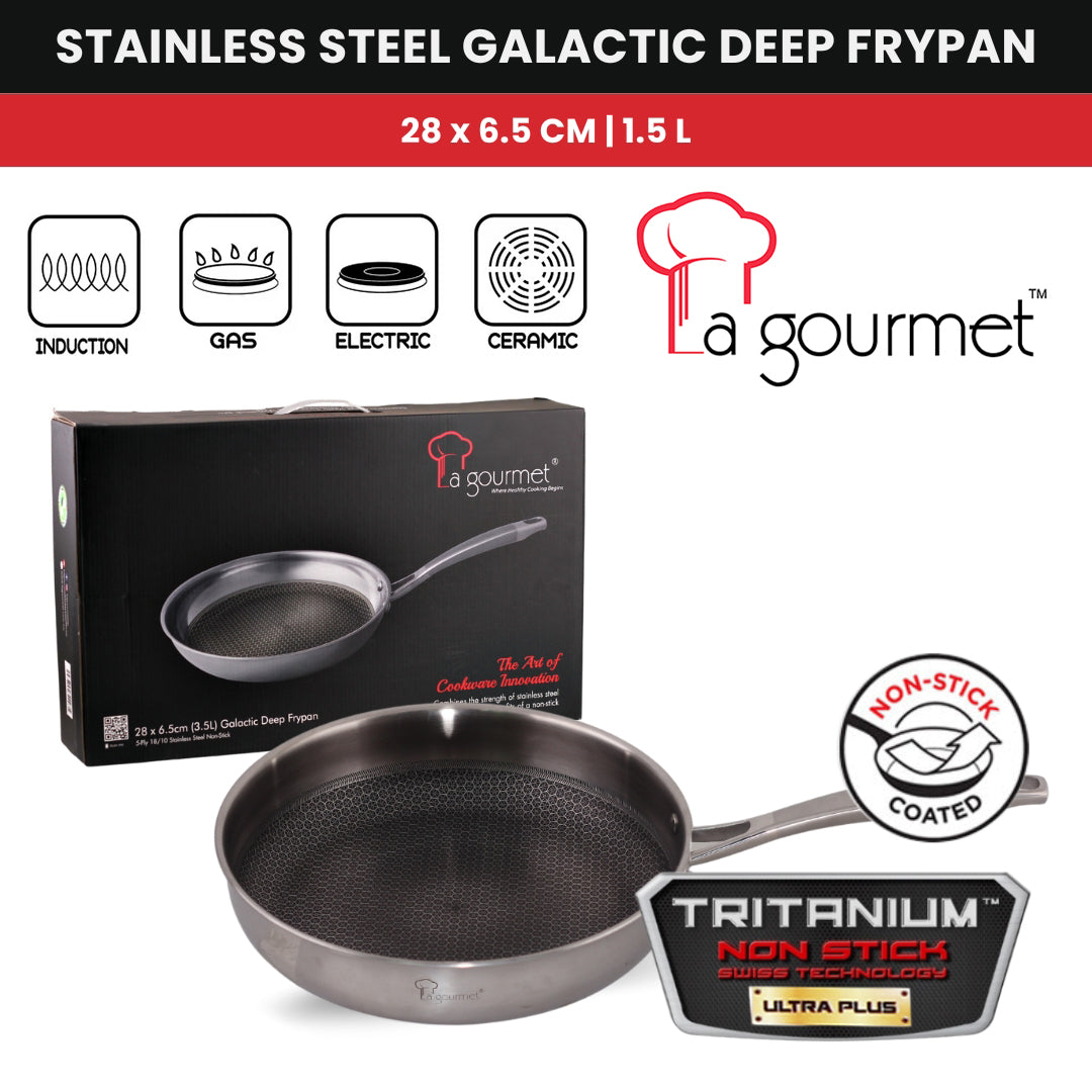 La gourmet 28x 6.5cm Galactic Honeycomb Pan For Deep Frying with Induc ...