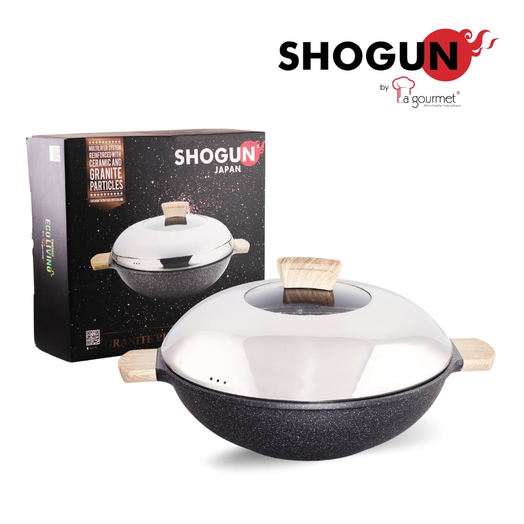 Shogun Granite Cookware Plus 36cm Covered Nonstick Wok with IH ...