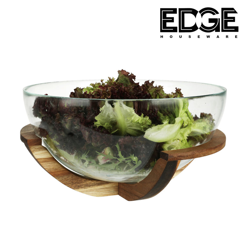 Edge Salad Bowl Wooden Stand Mixing Bowl All Purpose Round Serving Bow ...